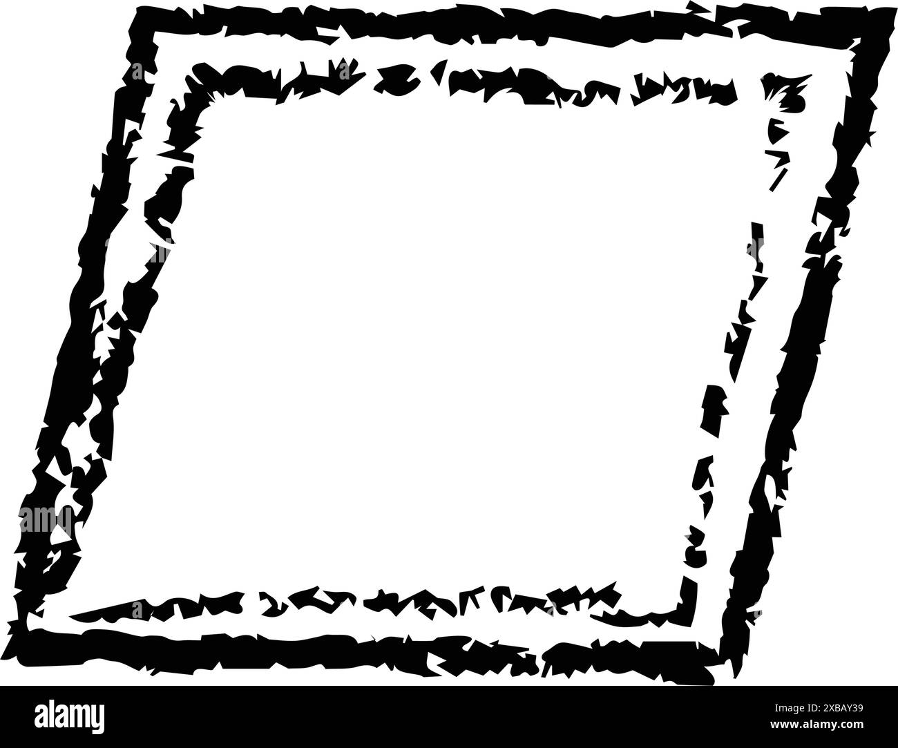 Frame parallelogram texture element, outline border grunge shape icon ...
