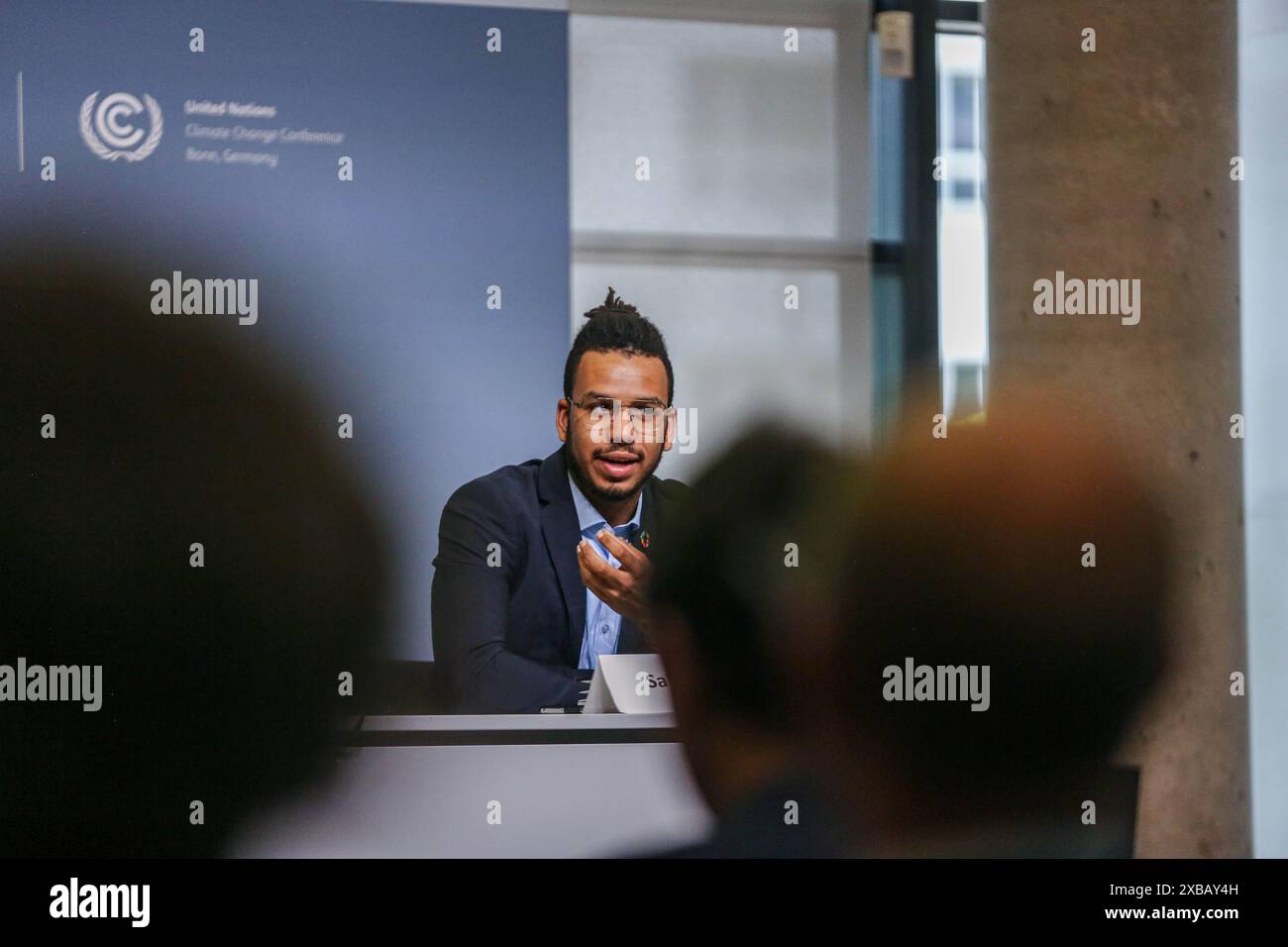 Bonn, Germany, Germany. 10th June, 2024. SALIM STOKEY speaks at a press ...