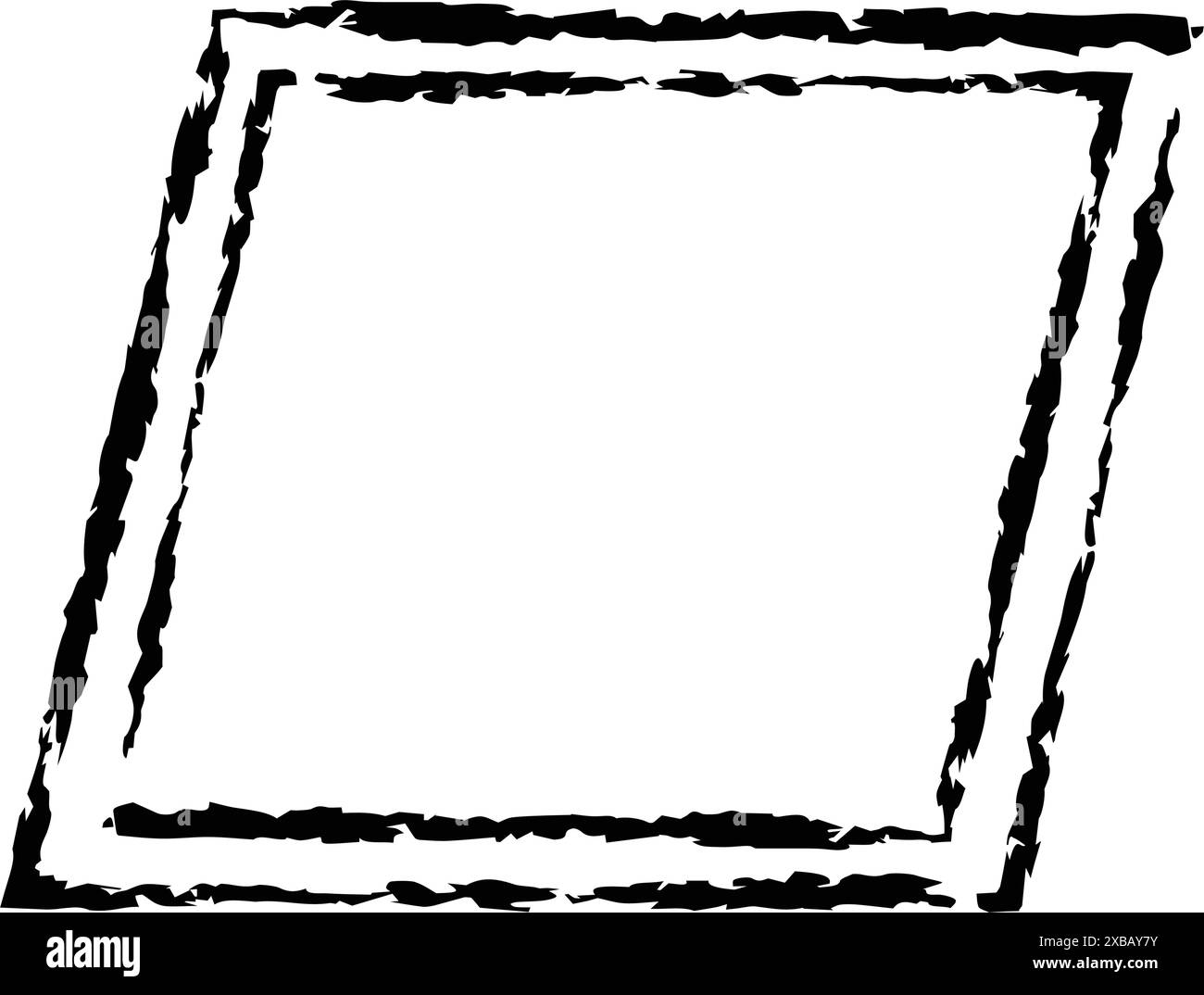 Frame parallelogram texture element, outline border grunge shape icon ...