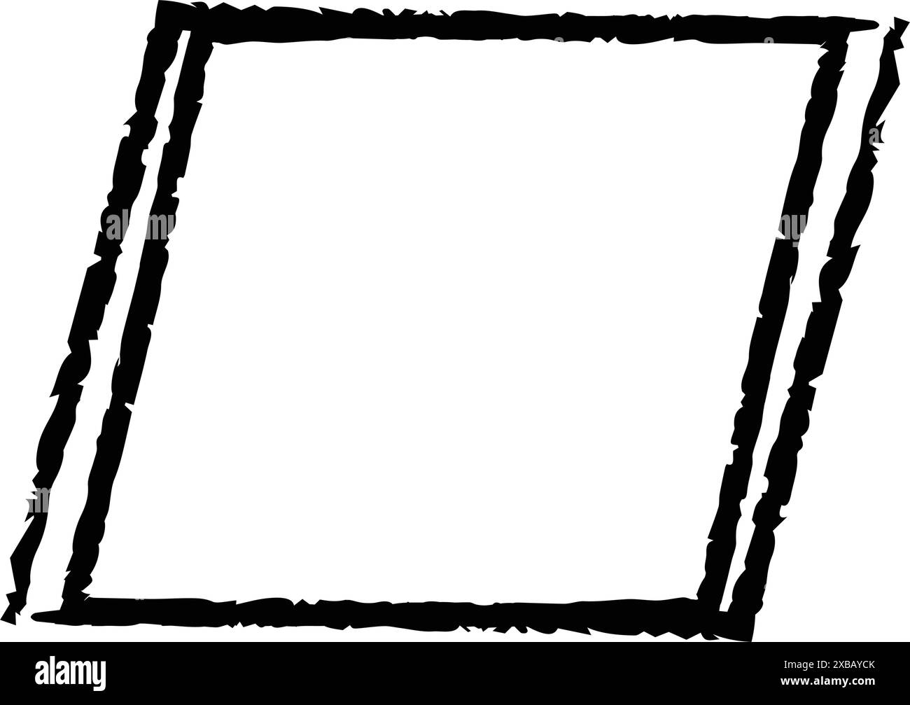 Frame parallelogram texture element, outline border grunge shape icon ...