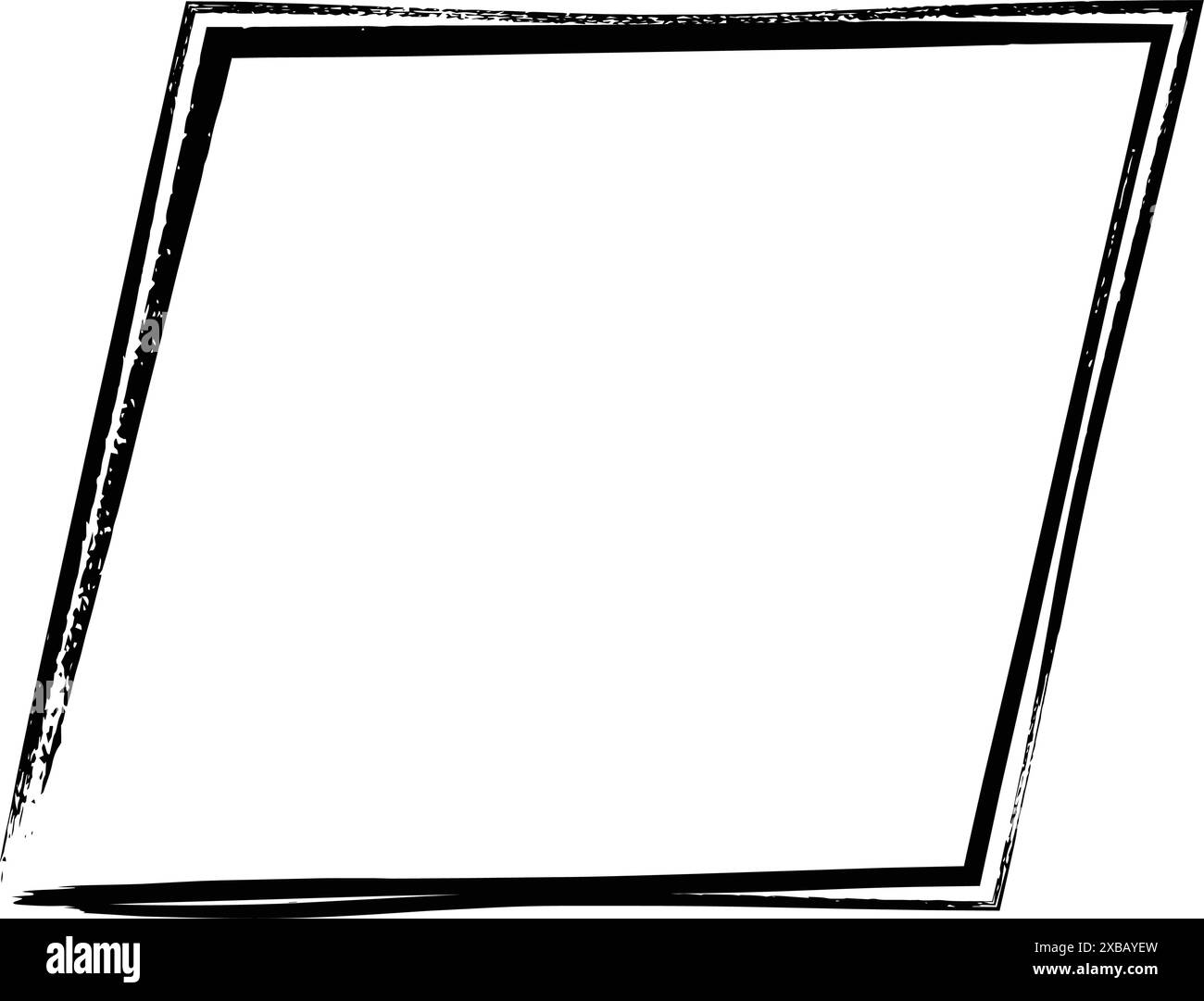 Frame parallelogram texture element, outline border grunge shape icon ...