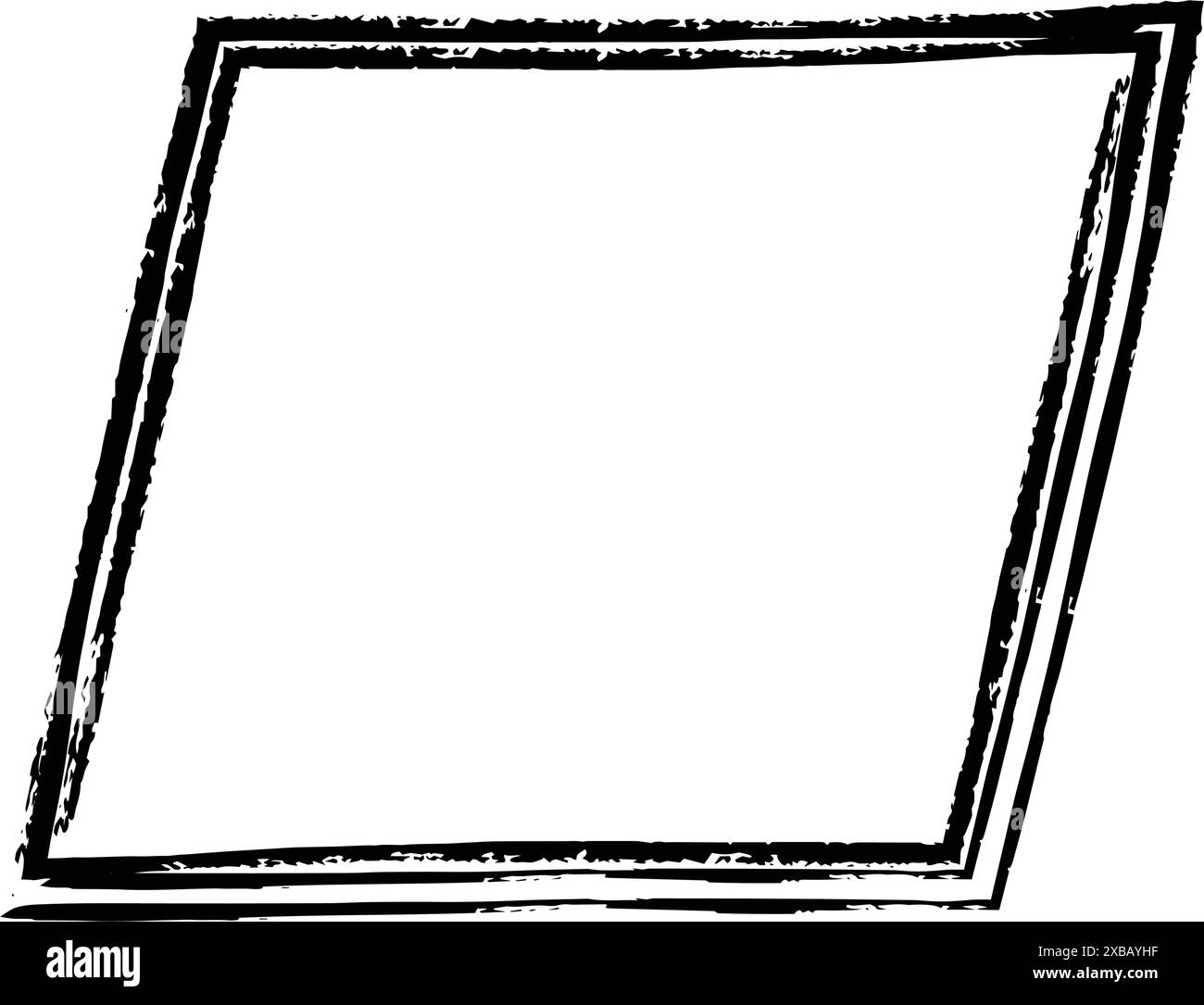 Frame parallelogram texture element, outline border grunge shape icon ...