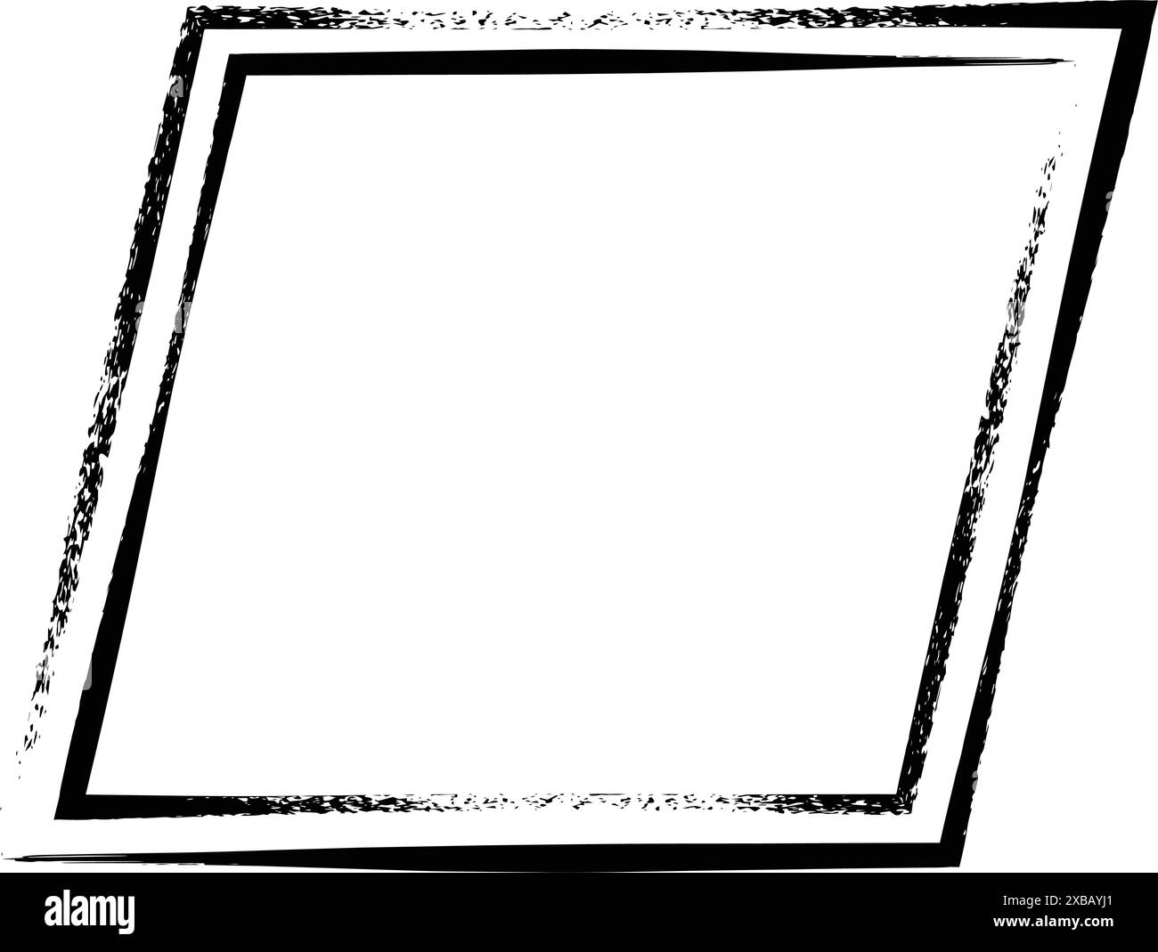 Frame parallelogram texture element, outline border grunge shape icon ...