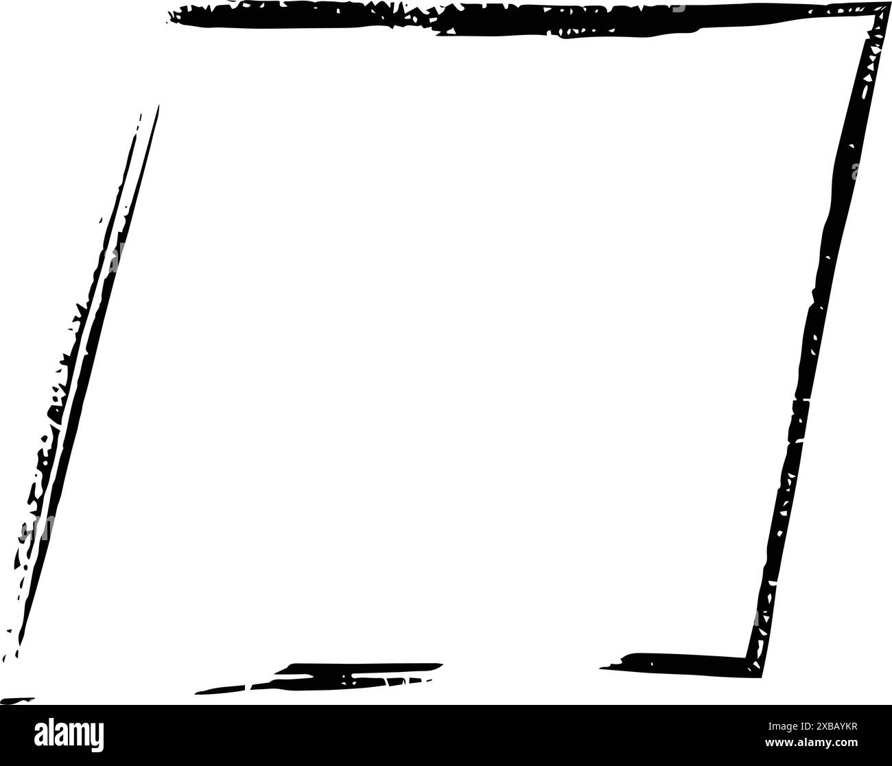 Frame parallelogram texture element, outline border grunge shape icon ...