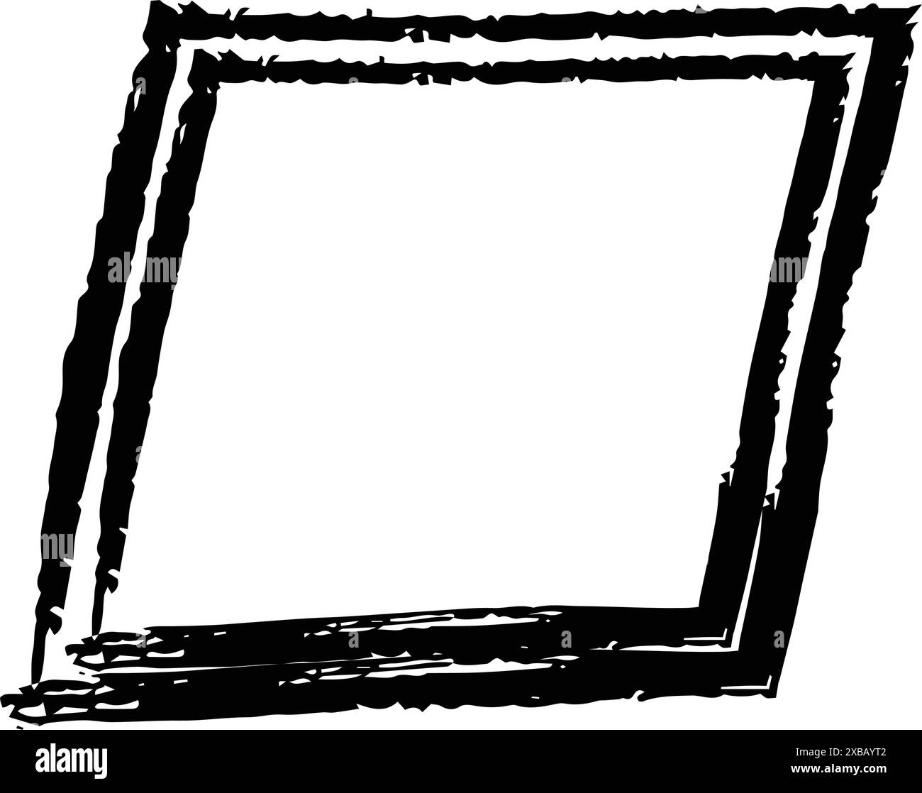 Frame parallelogram texture element, outline border grunge shape icon ...