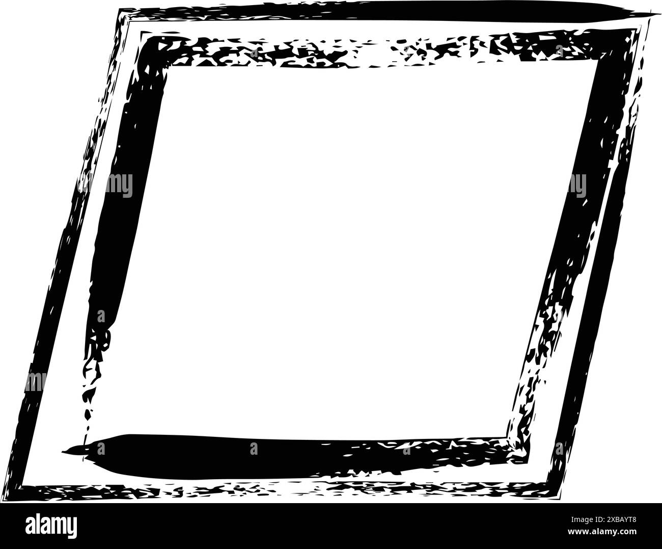 Frame parallelogram texture element, outline border grunge shape icon ...