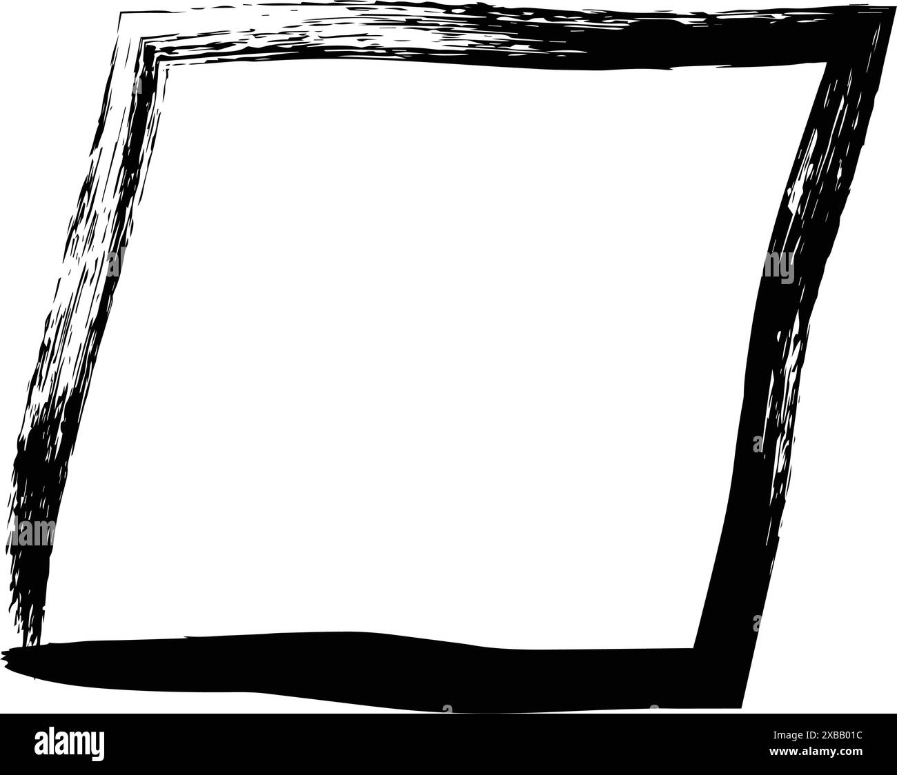 Frame parallelogram texture element, outline border grunge shape icon ...