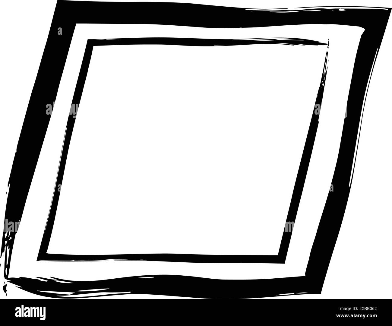 Frame parallelogram texture element, outline border grunge shape icon ...