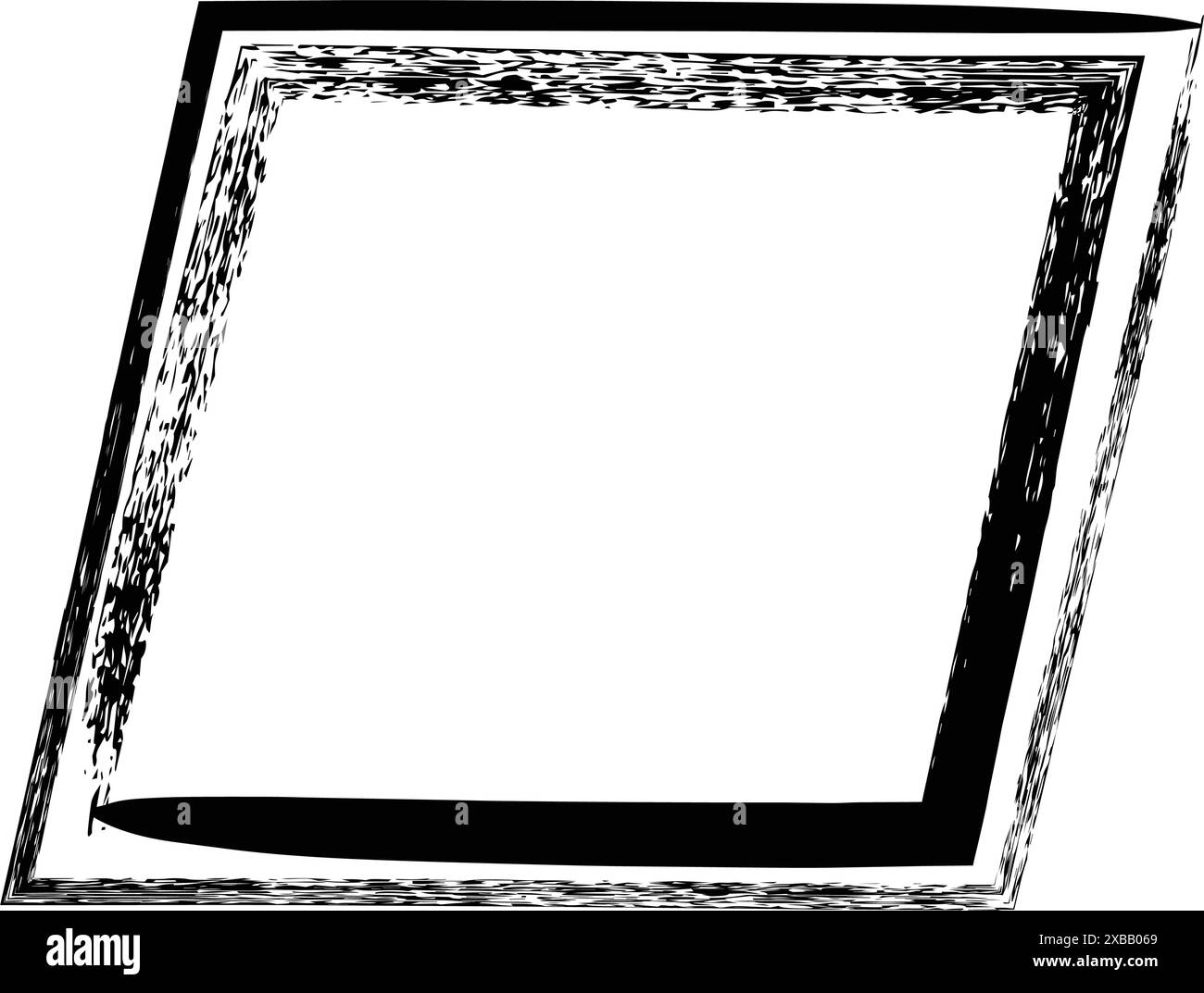 Frame parallelogram texture element, outline border grunge shape icon ...