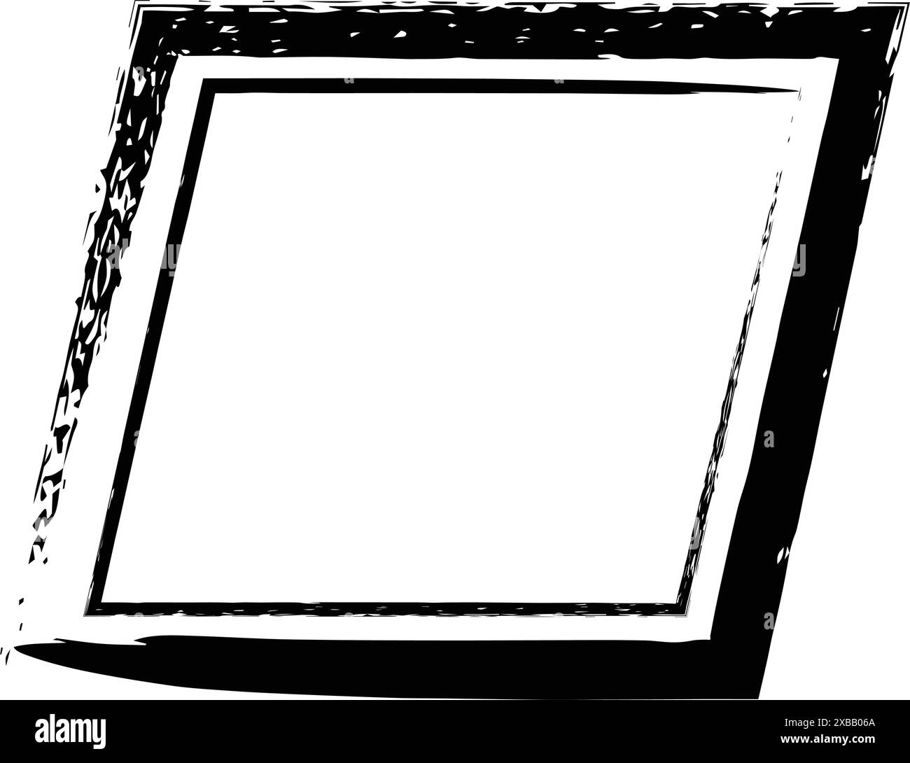Frame parallelogram texture element, outline border grunge shape icon ...