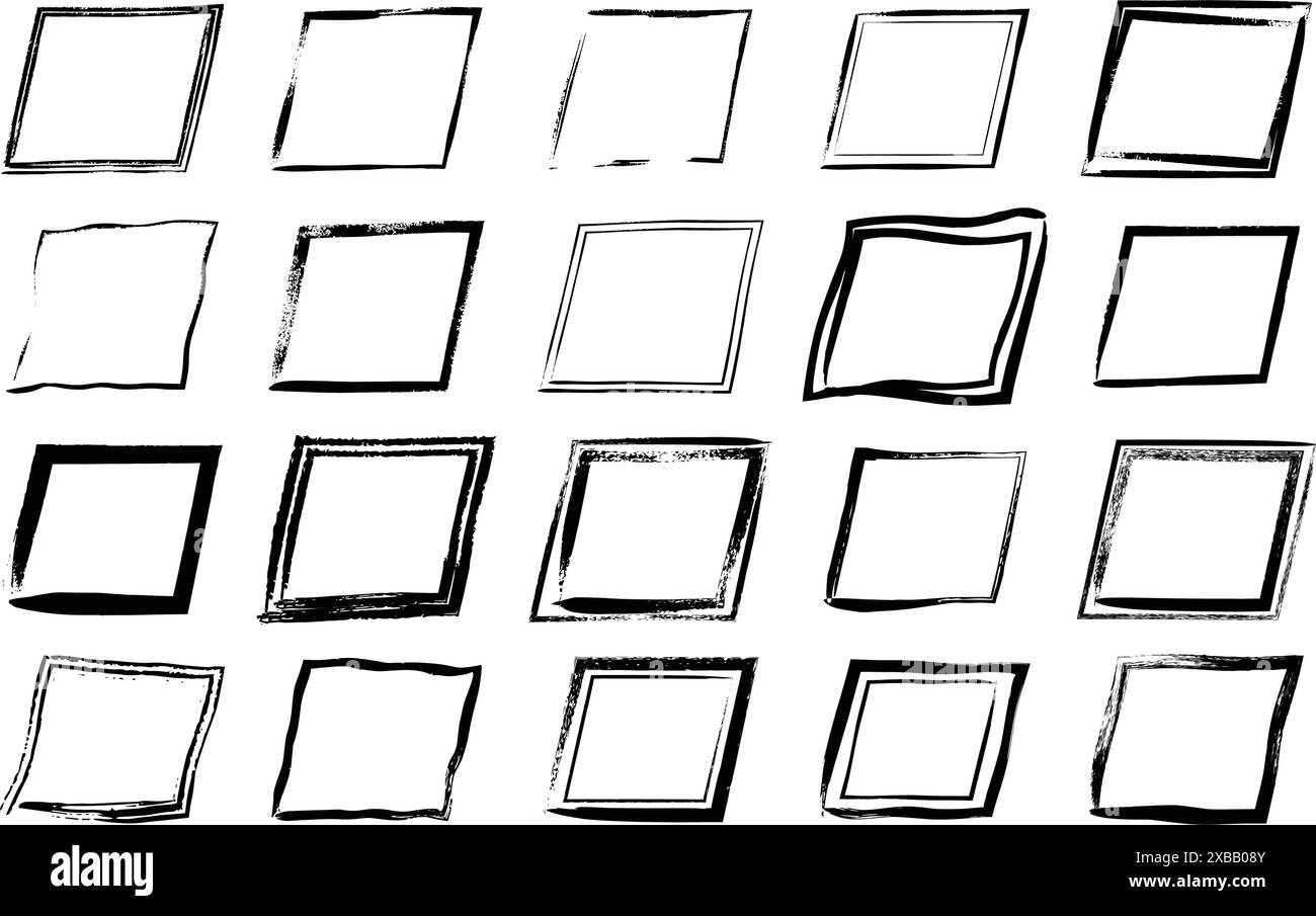 Frame parallelogram texture element, outline border grunge shape icon ...