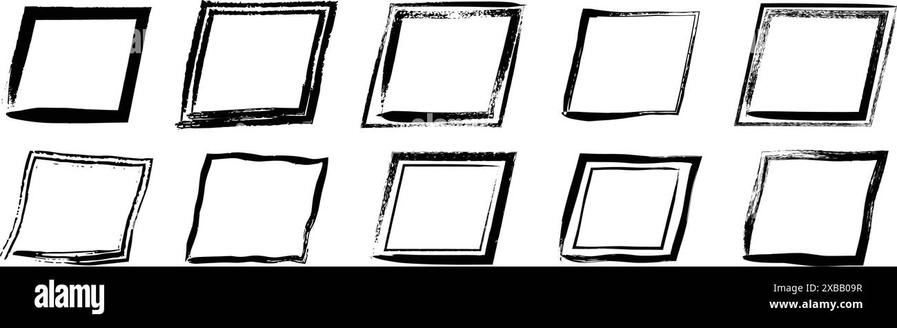 Frame parallelogram texture element, outline border grunge shape icon ...