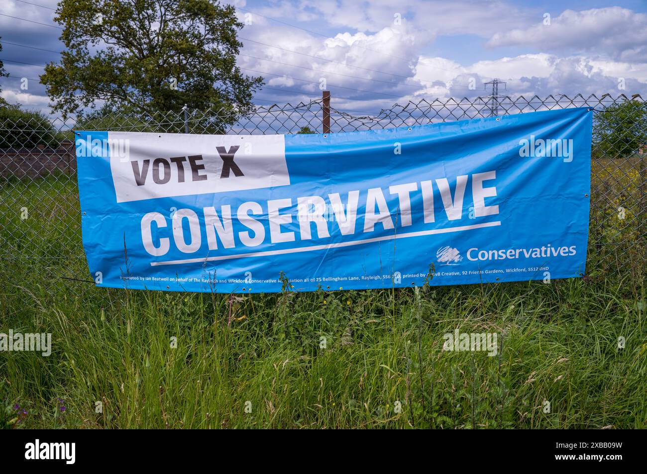 Election 2024 - Conservative banner in safe seat of Rayleigh who's MP ...