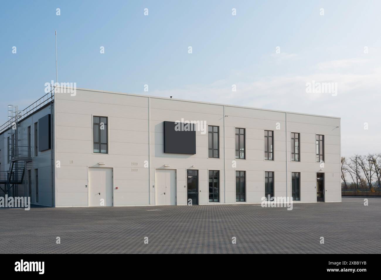Modern building for car maintenance and repair. Two-storey office ...
