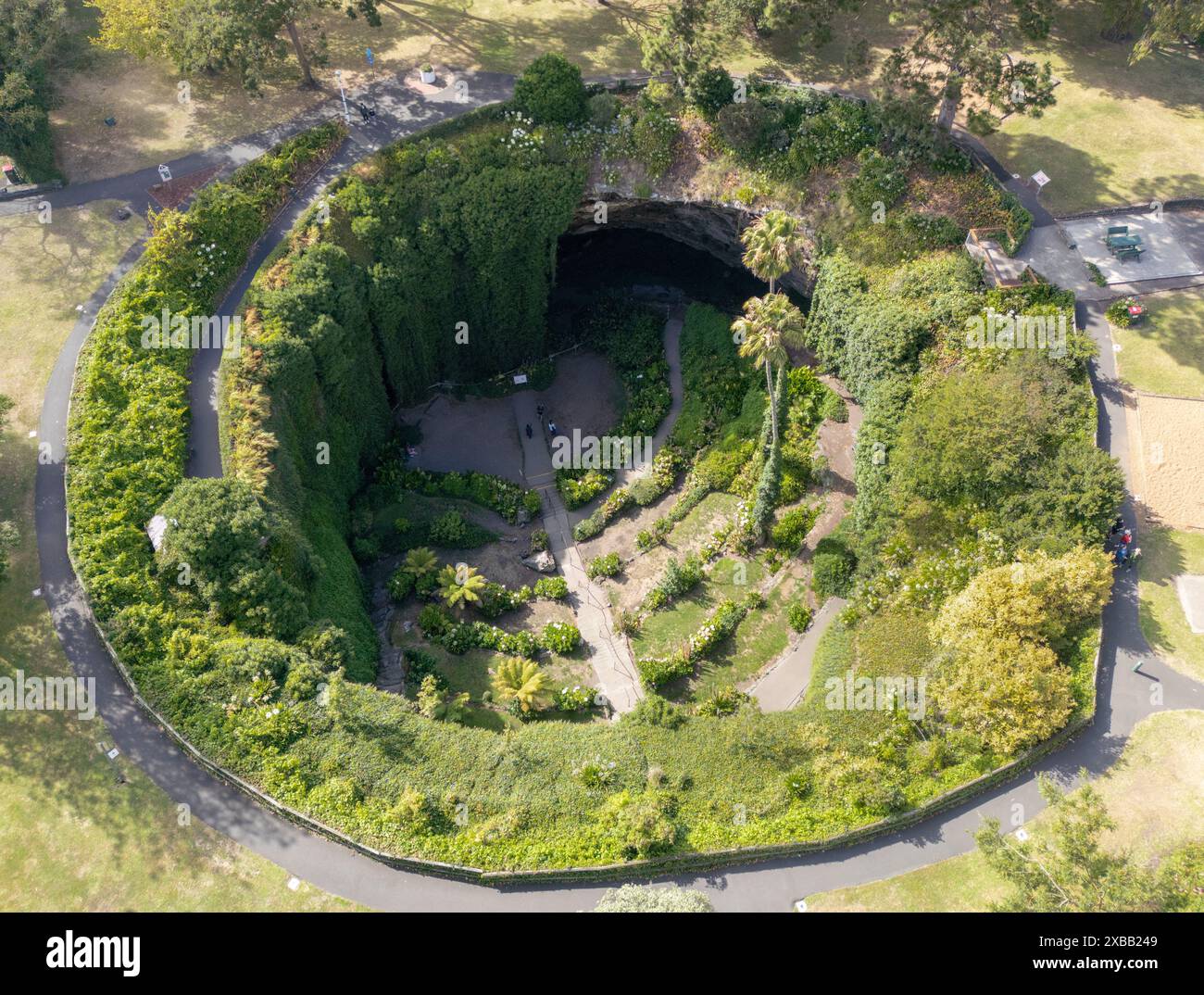 Aerial view of Umpherston Sinkhole, a beautifully maintained garden in ...