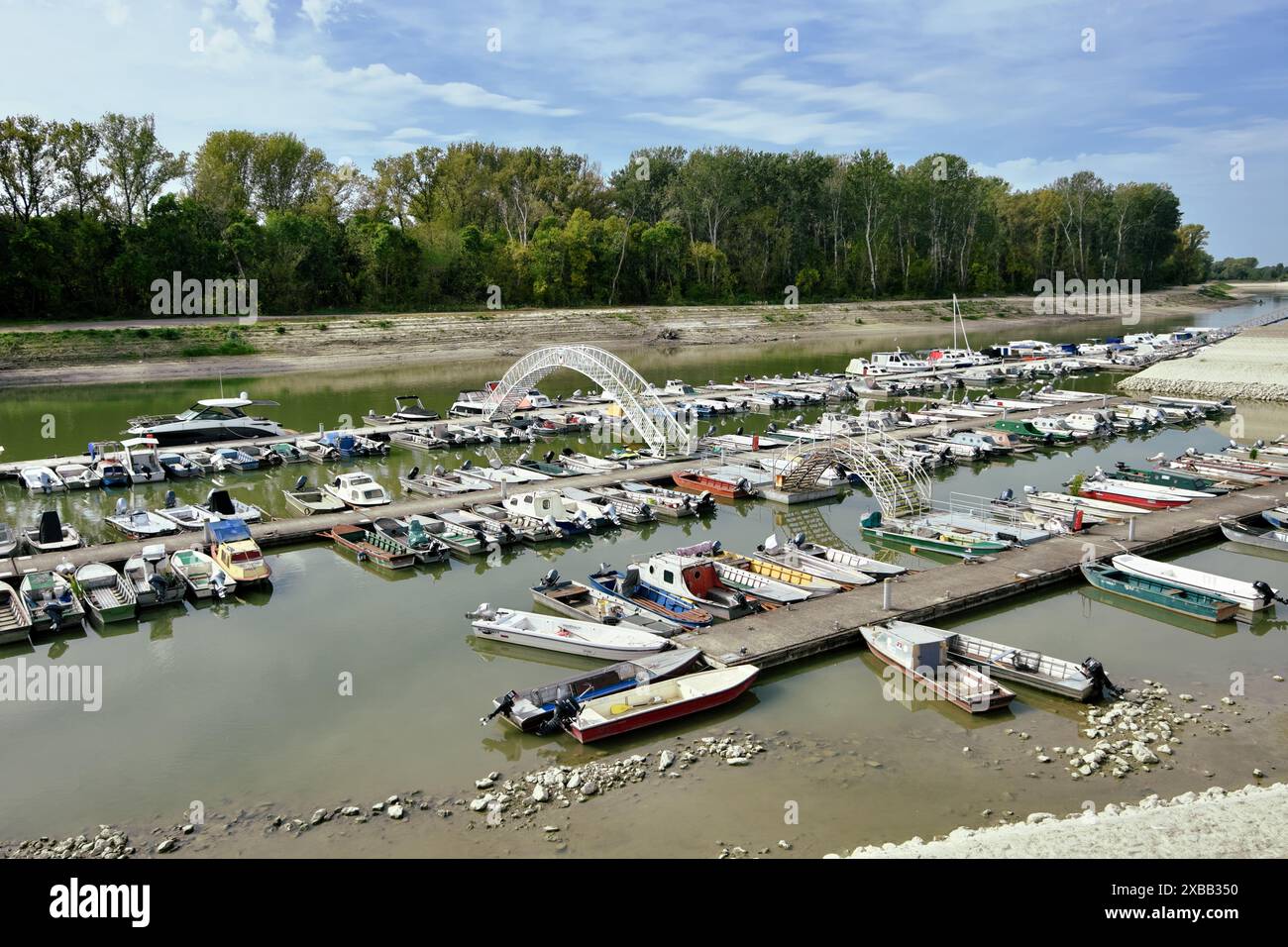 boats docking at the "International Marina" pier in Apatin, Serbia ...