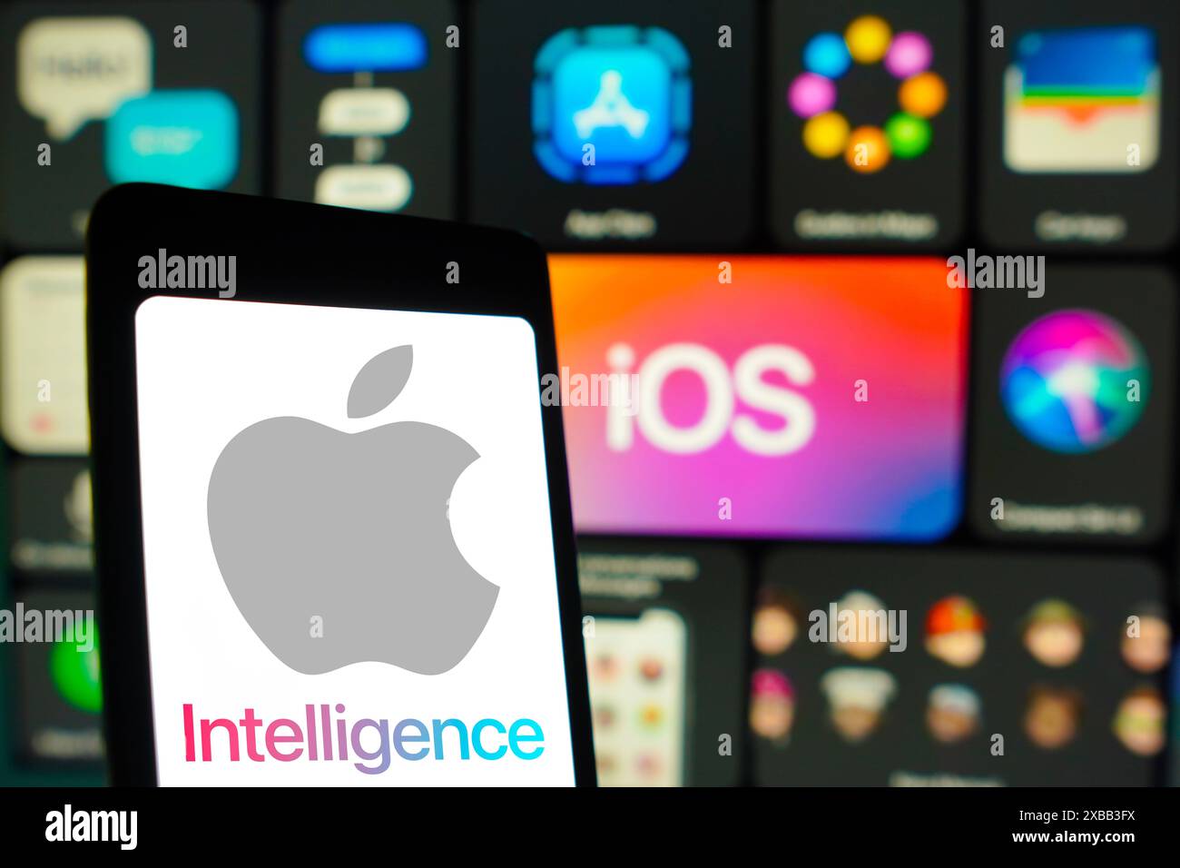 In this photo illustration, the Apple Intelligence logo is displayed on ...