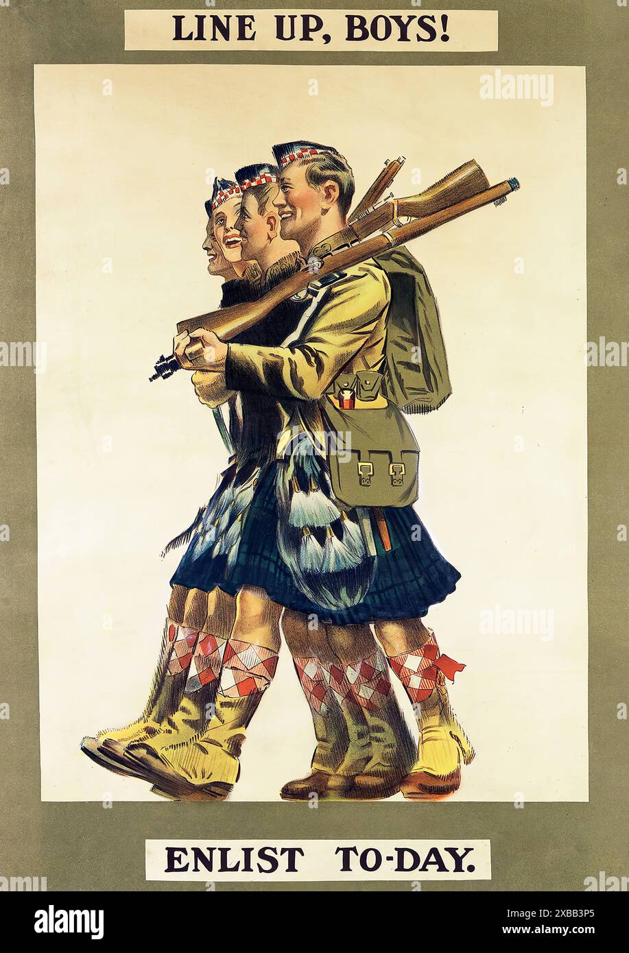Line Up Boys! Enlist To-Day 1915. - Patriotic Poster World War One Era ...