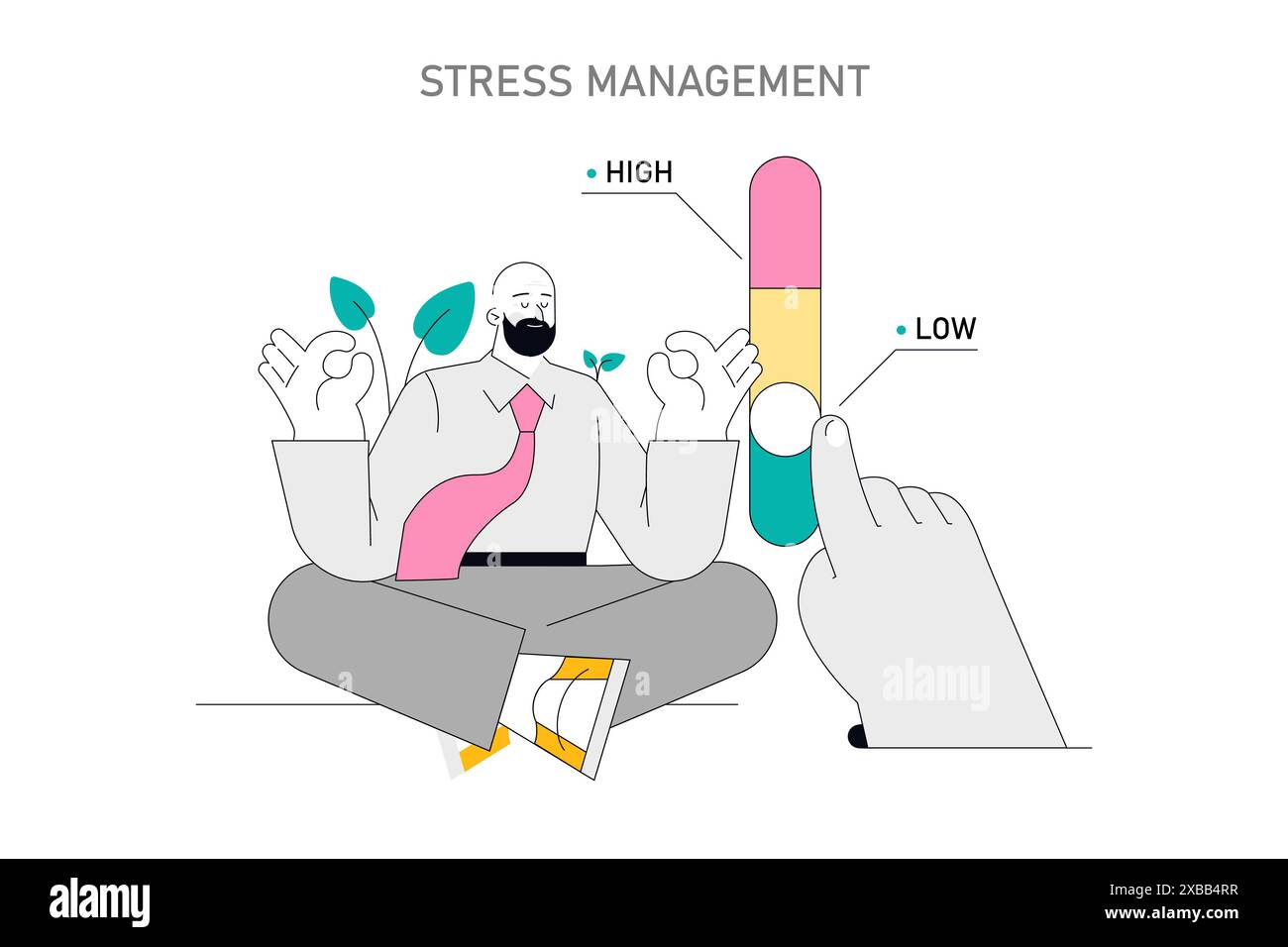 Soft Skills concept. A person practicing stress management by adjusting ...