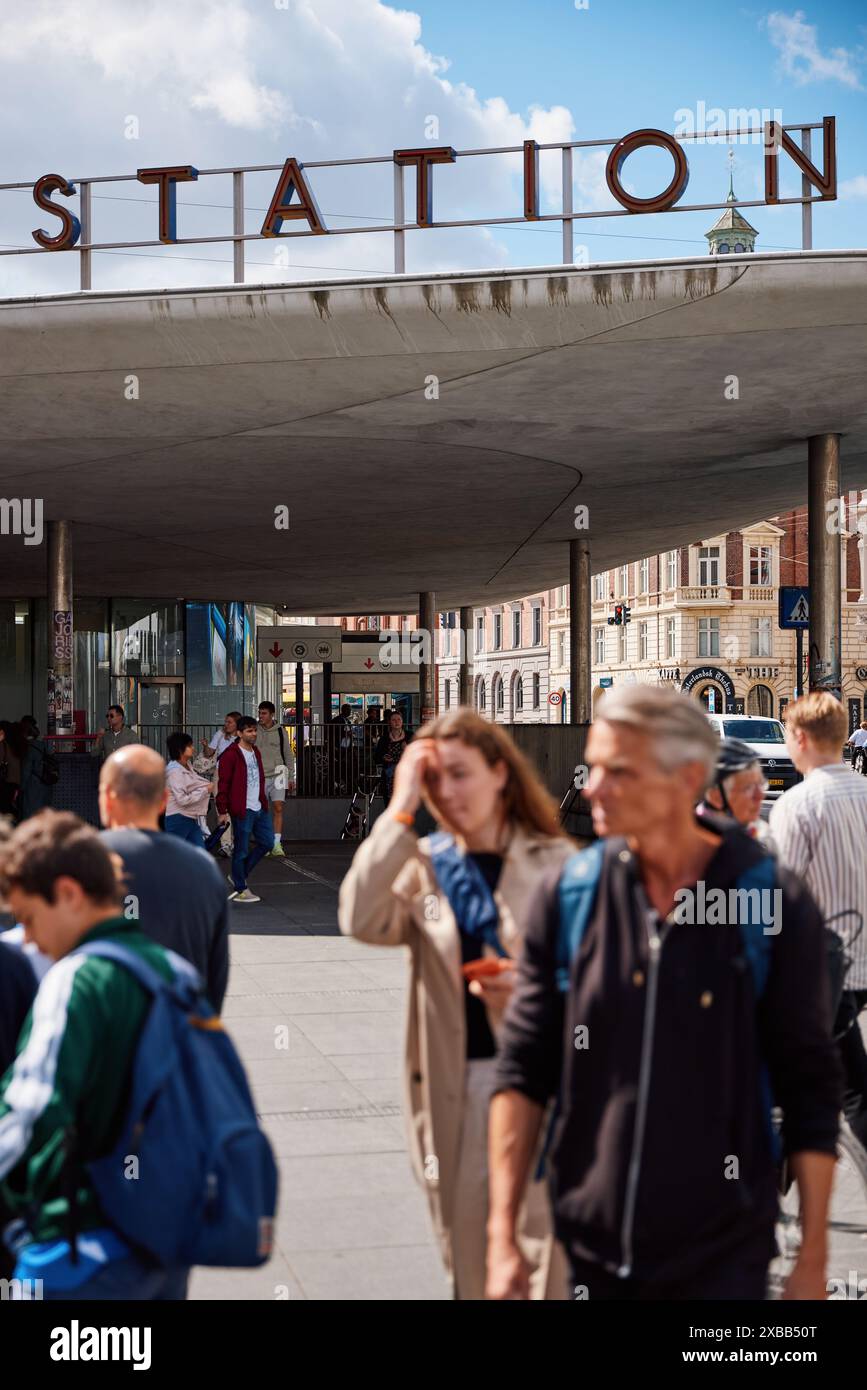 "Station", sign on the roof of Nørreport Station; Copenhagen, Denmark ...