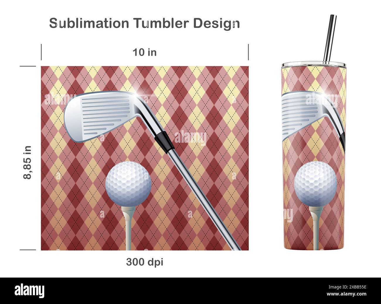 Golf seamless sublimation template for 20 oz skinny tumbler ...