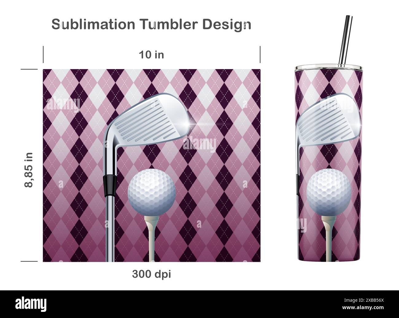 Golf seamless sublimation template for 20 oz skinny tumbler ...