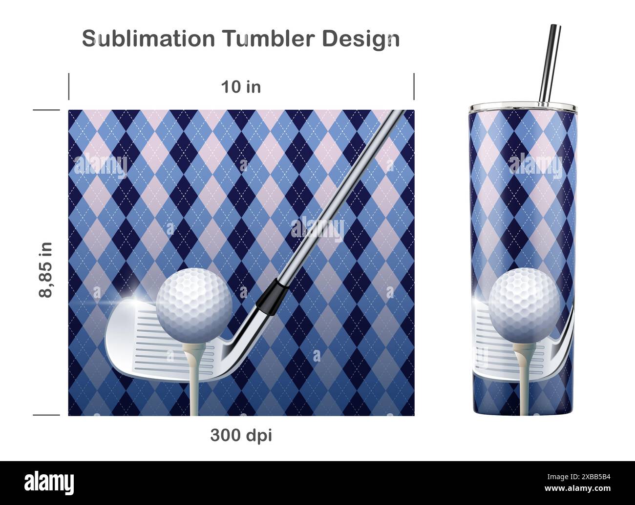 Golf seamless sublimation template for 20 oz skinny tumbler ...