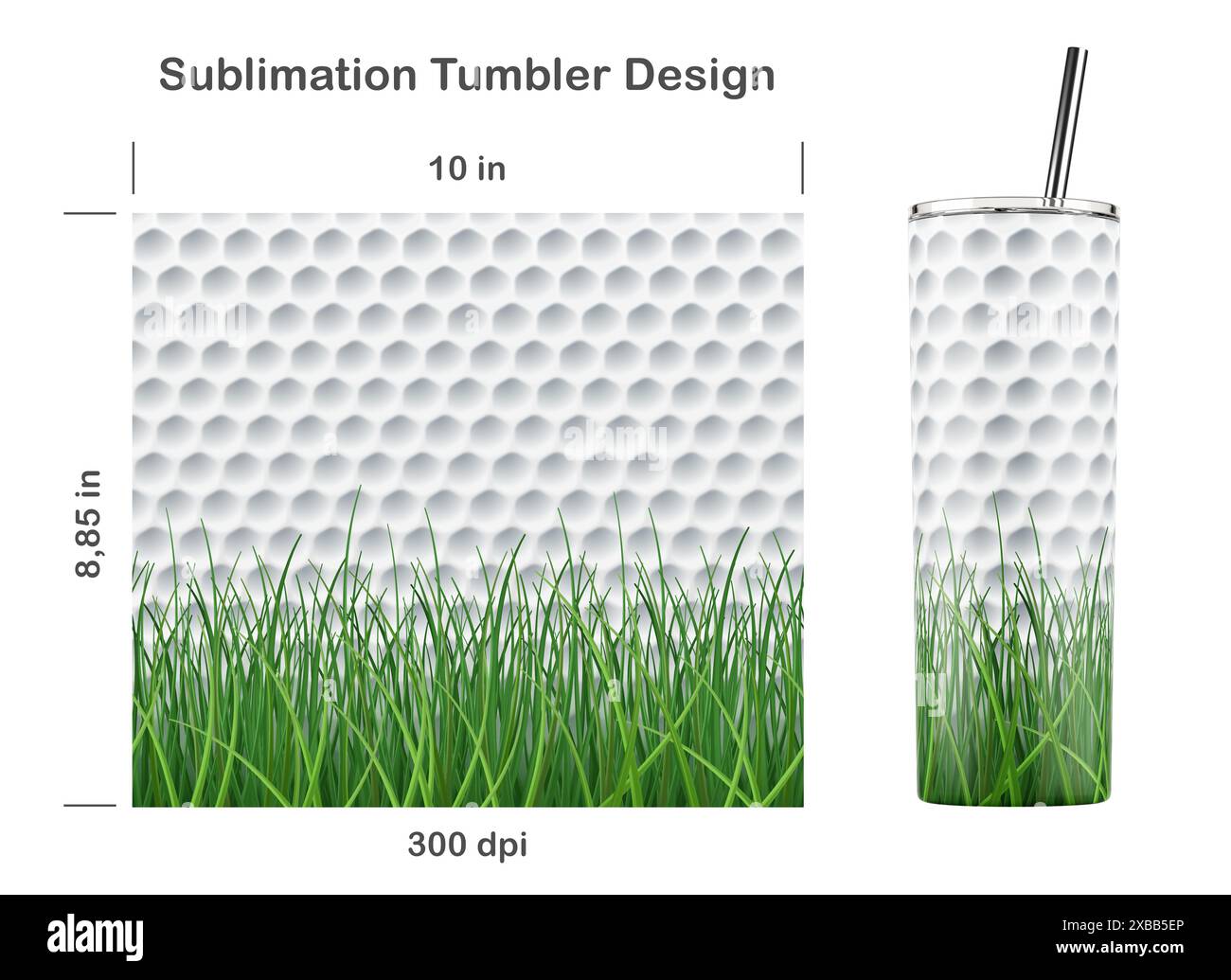 Golf seamless sublimation template for 20 oz skinny tumbler ...