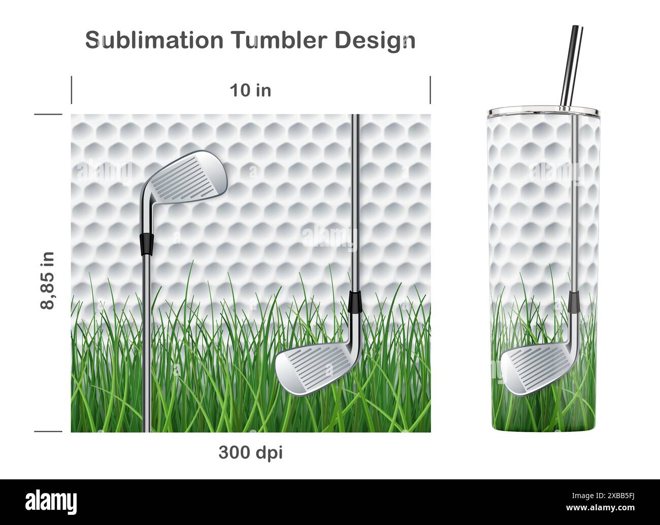 Golf seamless sublimation template for 20 oz skinny tumbler ...