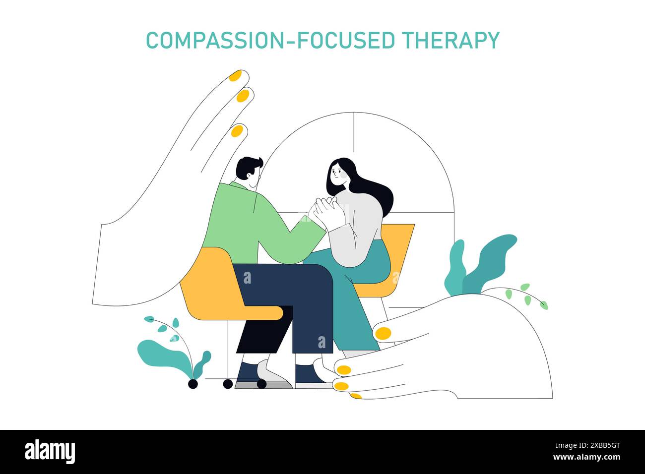 Compassion Focused Therapy concept. Supportive counseling session with ...