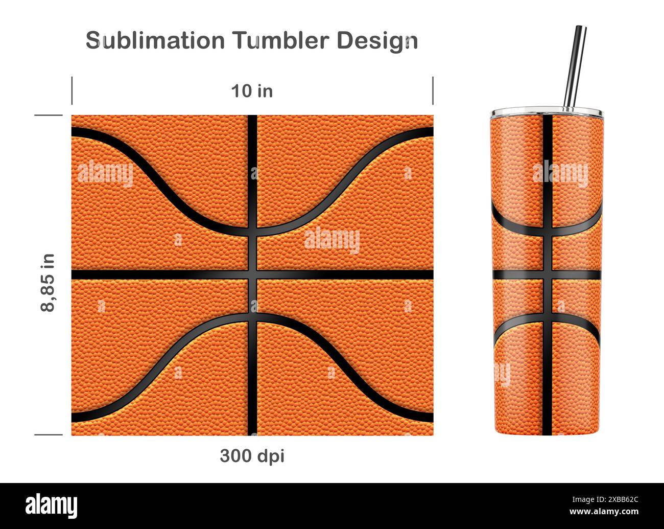 Basketball seamless sublimation template for 20 oz skinny tumbler ...