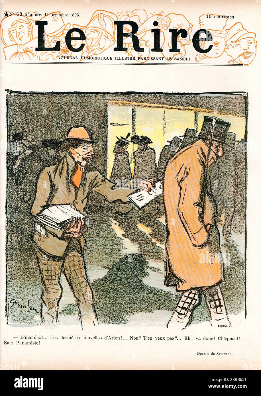 STEINLEN Cover of Le Rire Dec - 14 1895 - Vintage Illustrated Magazine ...