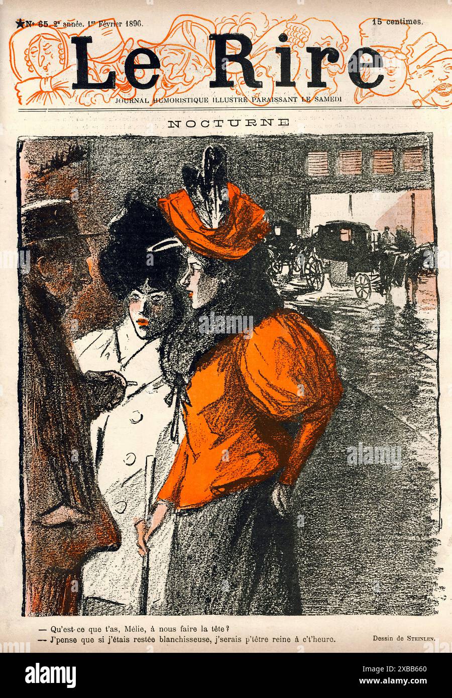 STEINLEN - Cover of Le Rire Feb - 1 1896 Vintage Illustrated Magazine ...