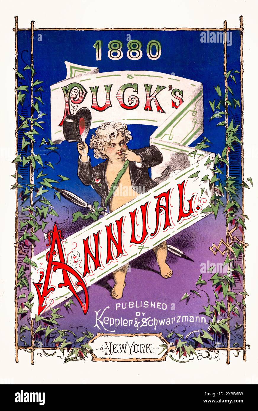Puck's Annual, 1880 Vintage Illustrated Magazine Cover Stock Photo - Alamy
