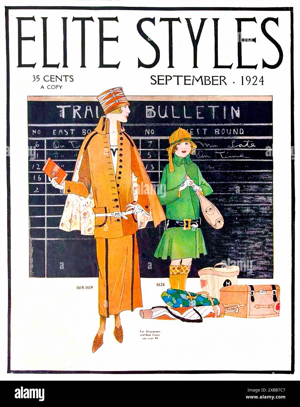 Elite Styles Sept. 1924. Vintage Illustrated Magazine Cover Stock Photo ...