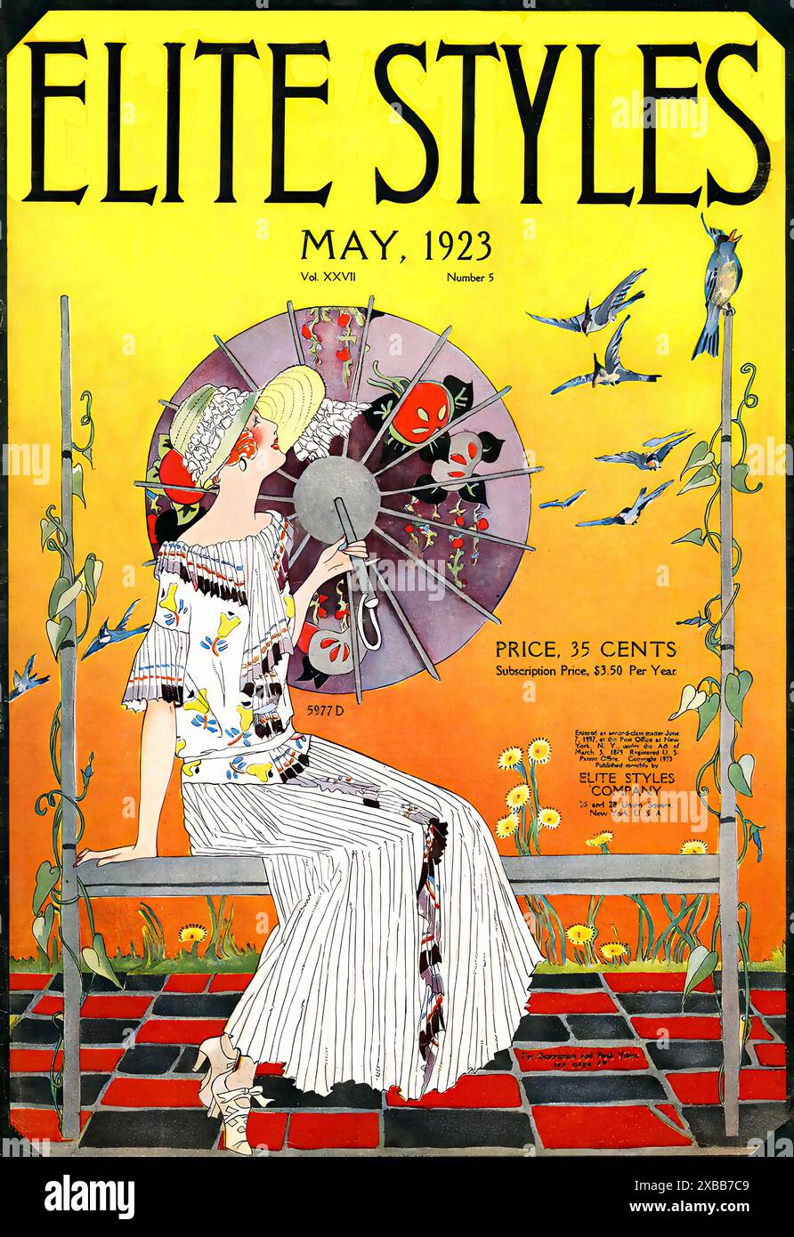 Elite Styles May 1923. Vintage Illustrated Magazine Cover Stock Photo ...