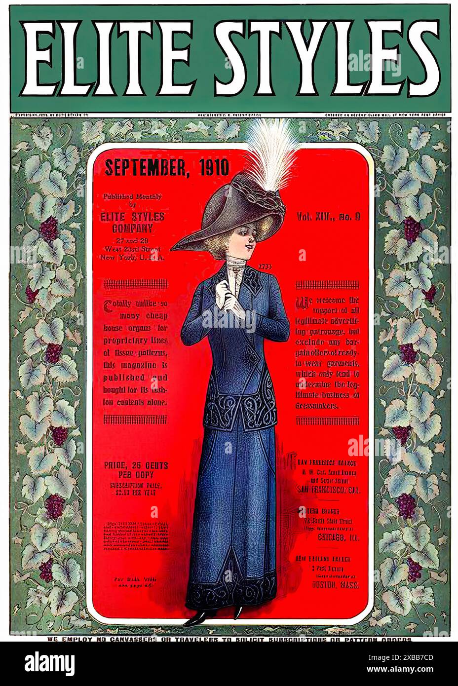 Elite Styles Sept. 1910. Vintage Illustrated Magazine Cover Stock Photo ...