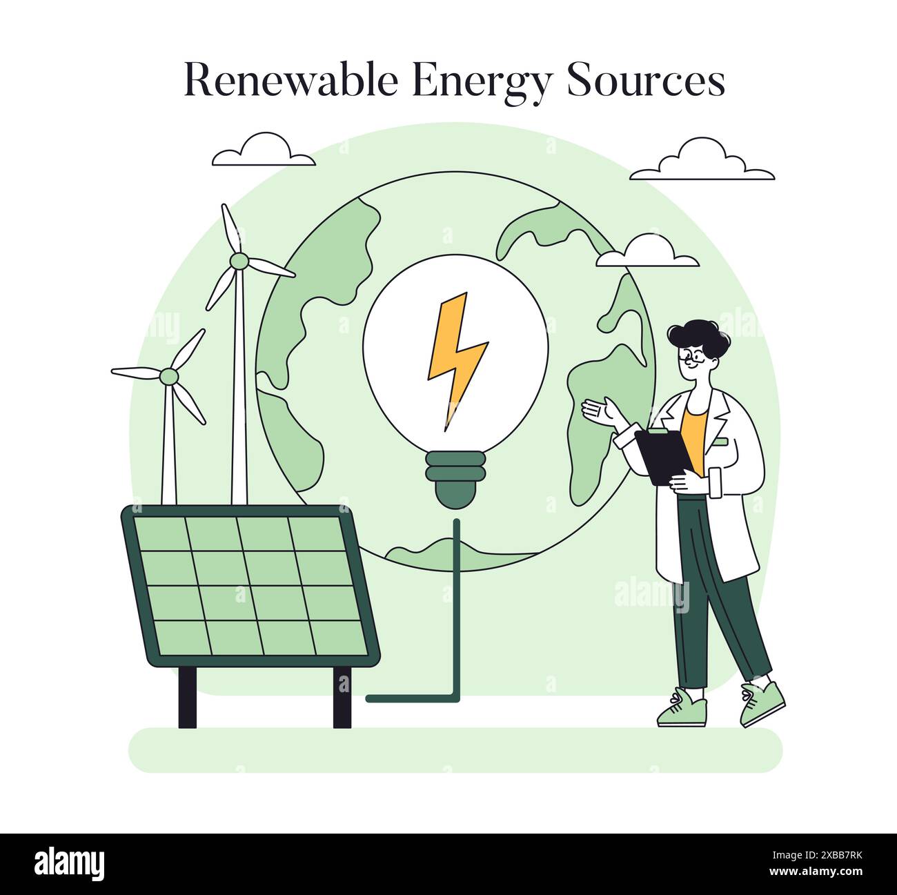 Renewable Energy Sources concept. Clean power generation featuring wind ...