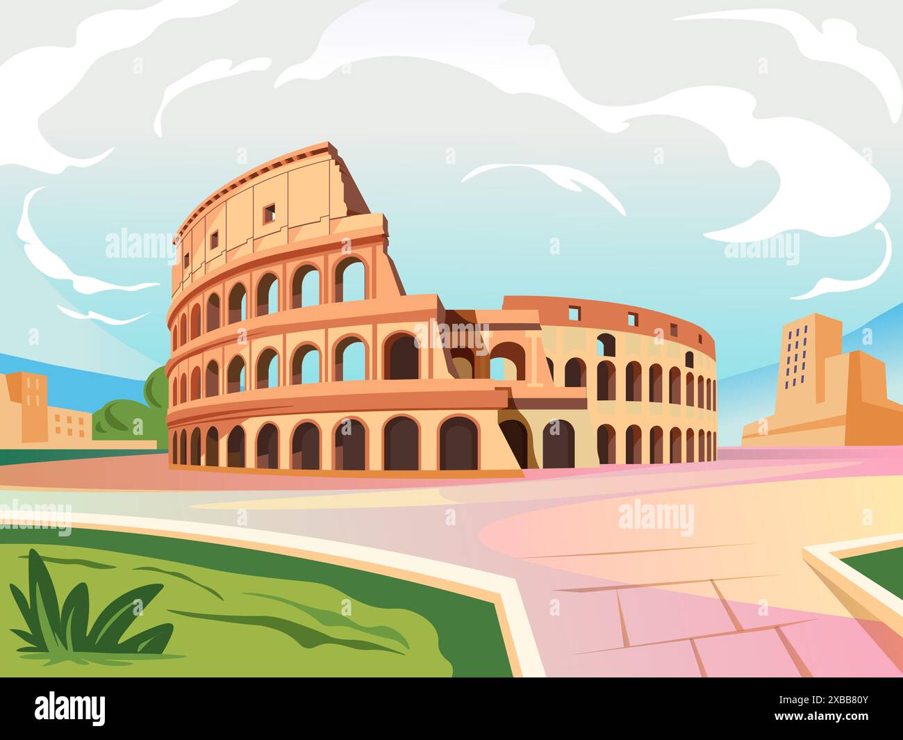 Cartoon coliseum. Roman colosseum, rome stone italy architecture ...
