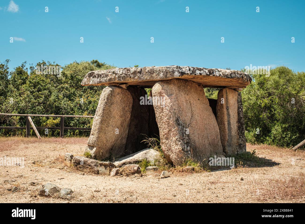 Dolmen de Funtanaccia, an ancient burial ground, on the plateau of ...