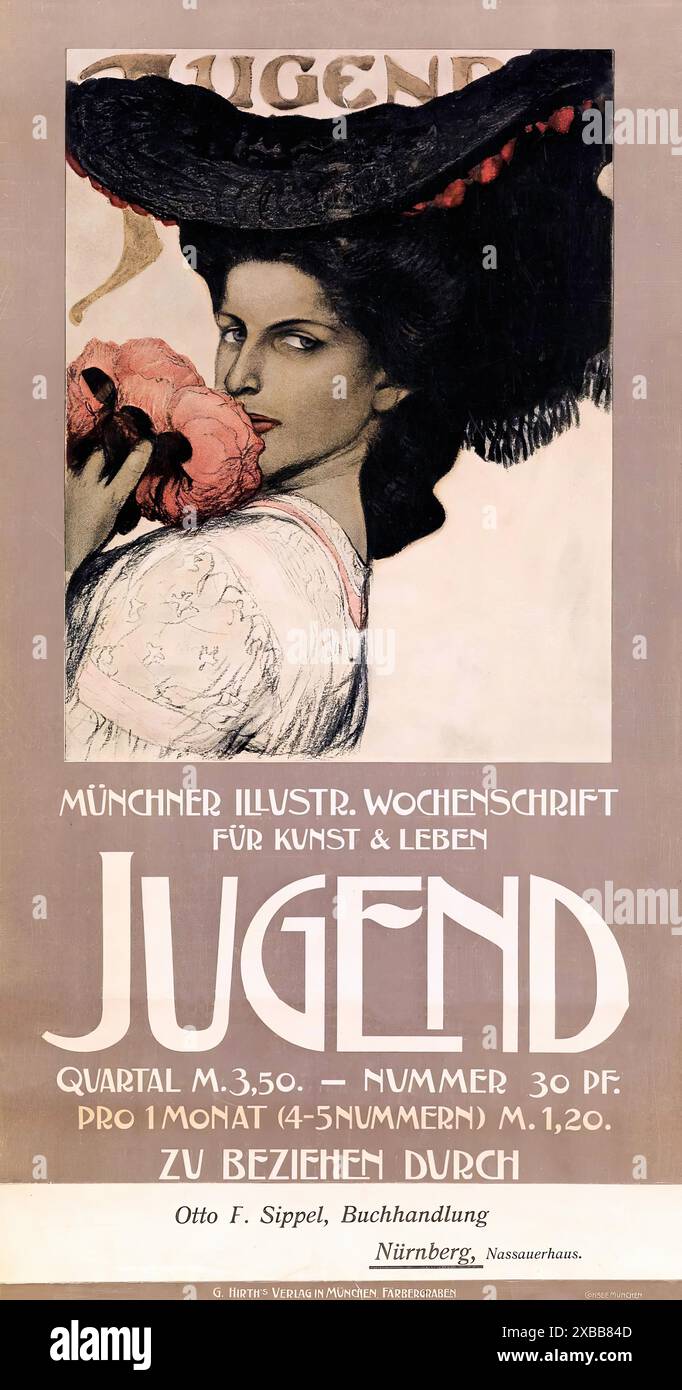 MÜNZER Adolf - Jugend advertising poster c - 1906 - Vintage Illustrated ...