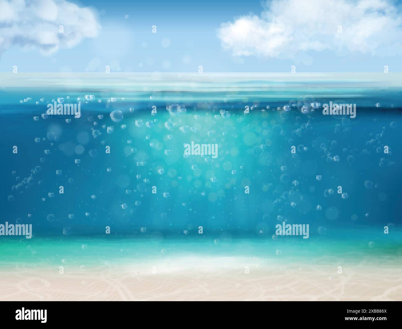 Realistic underwater background. Lake or sea bottom beneath water ...