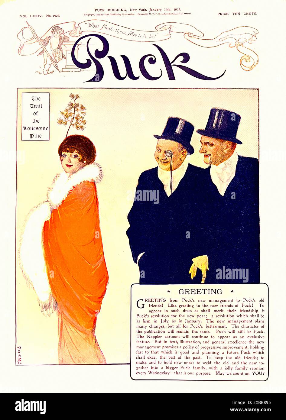 Cover of Puck Magazine, Trail of the Lonesome Pine , Jan. 14, 1914 ...