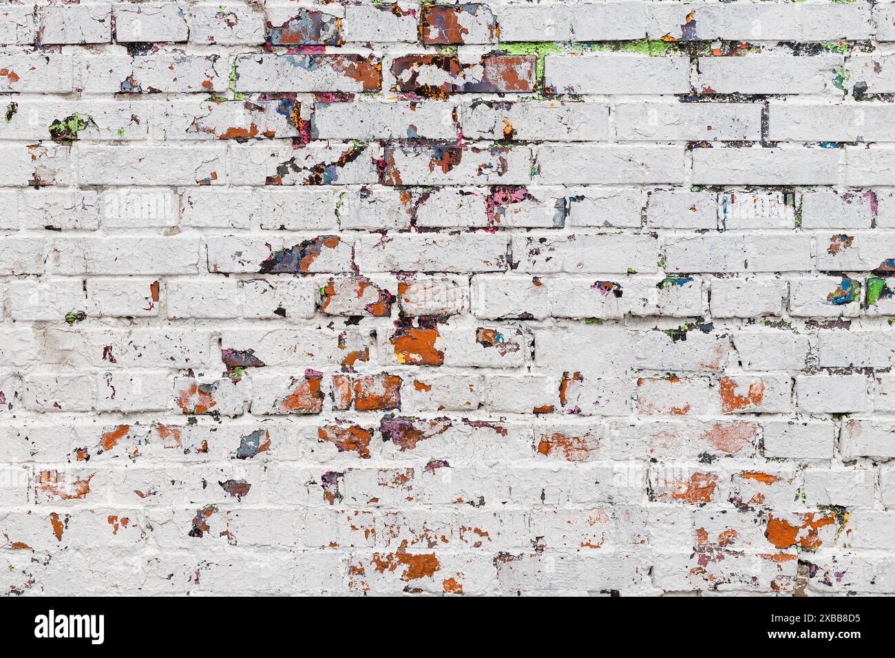 texture of a brick wall with peeling paint. background in the form of ...