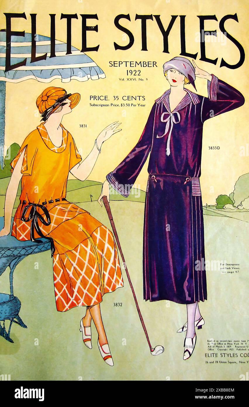 Elite Styles Sept. 1922. Vintage Illustrated Magazine Cover Stock Photo ...