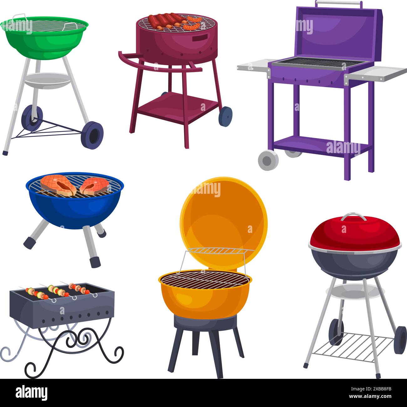 Barbecue grills equipment. Bbq brazier portable grilling for cook meat ...