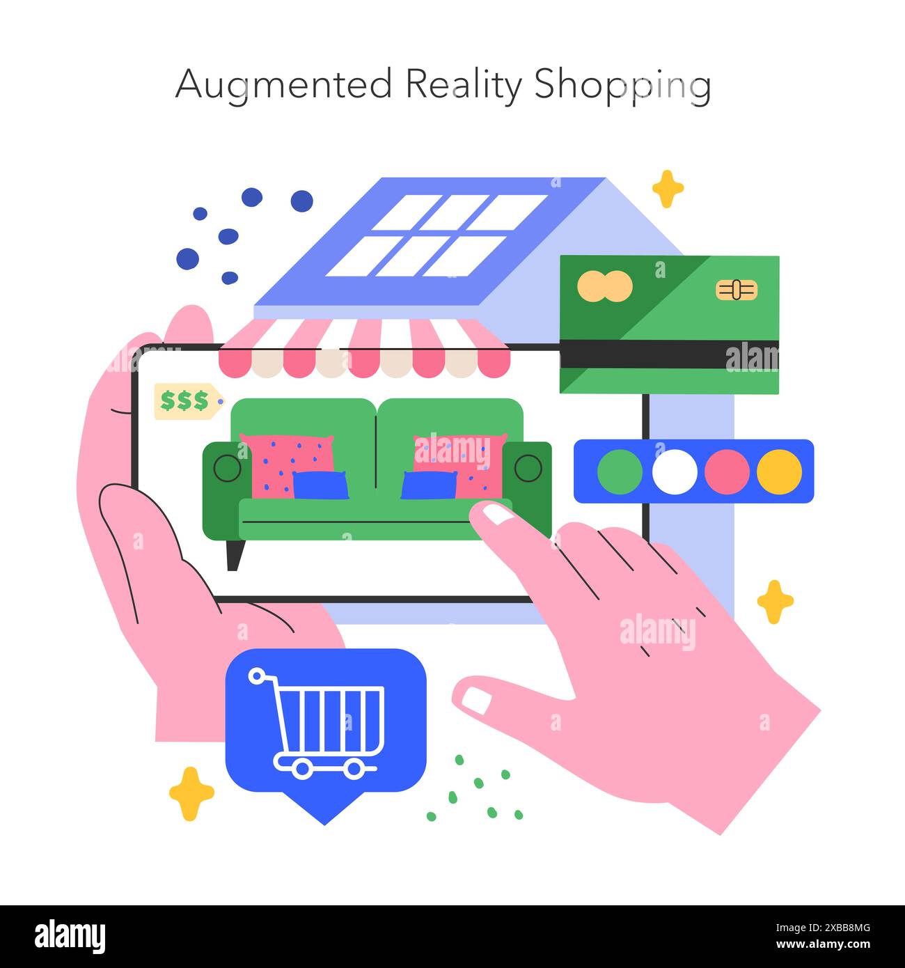 Augmented Reality Shopping concept. Digital transformation in retail ...
