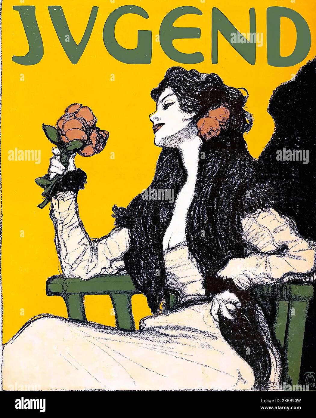 MÜNZER Adolf - Jugend cover 1900 - Vintage Illustrated Magazine Cover Stock Photo - Alamy