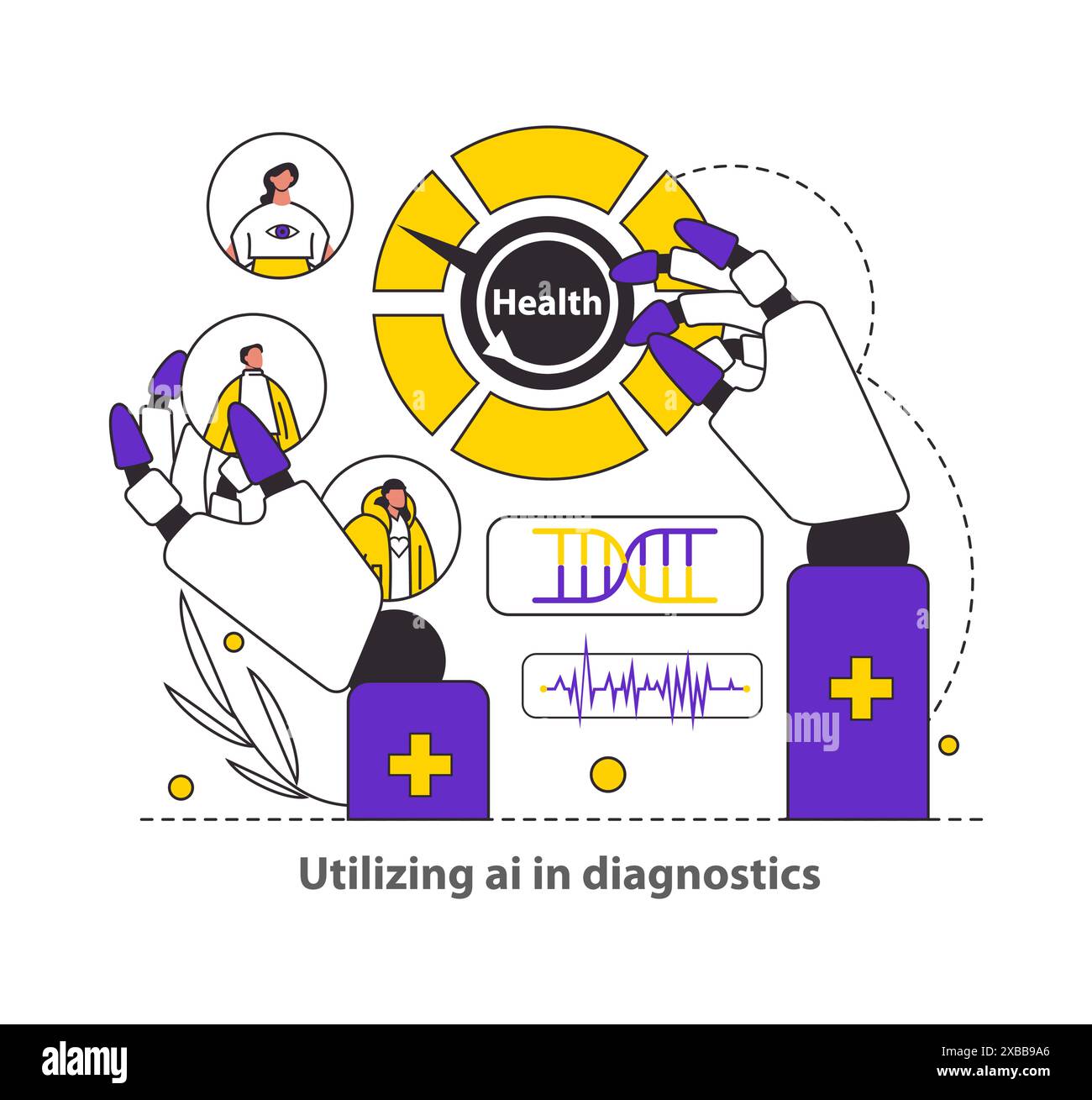 Tech-assisted Health concept. An illustration showcasing robots ... Tech-assisted Health concept. An illustration showcasing robots ...