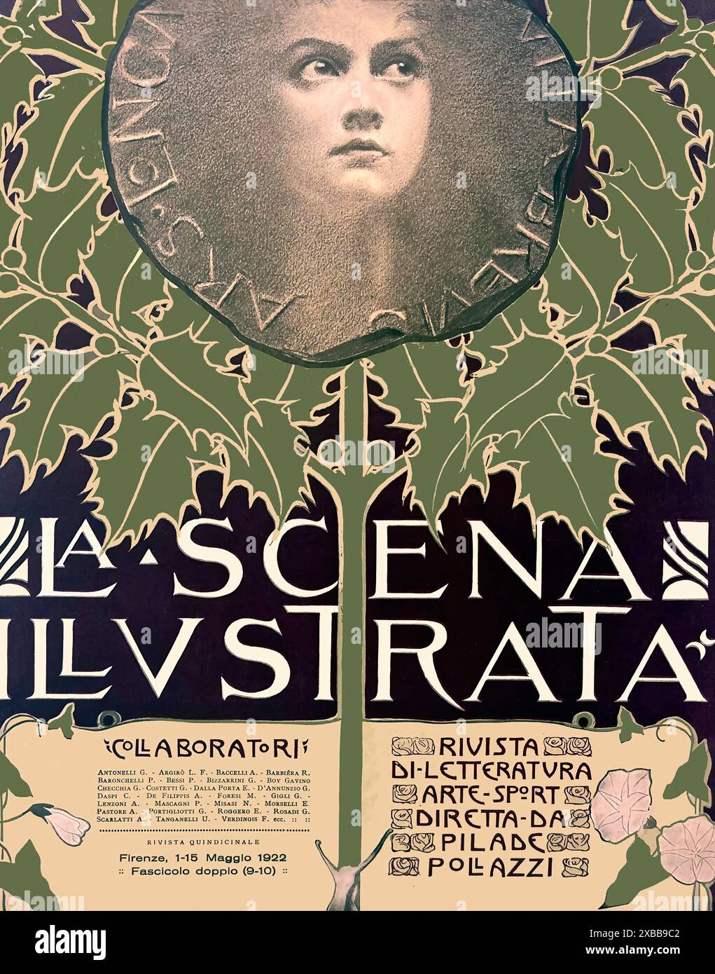 La Scena Illustrata, May 1922 Vintage Illustrated Magazine Cover Stock ...